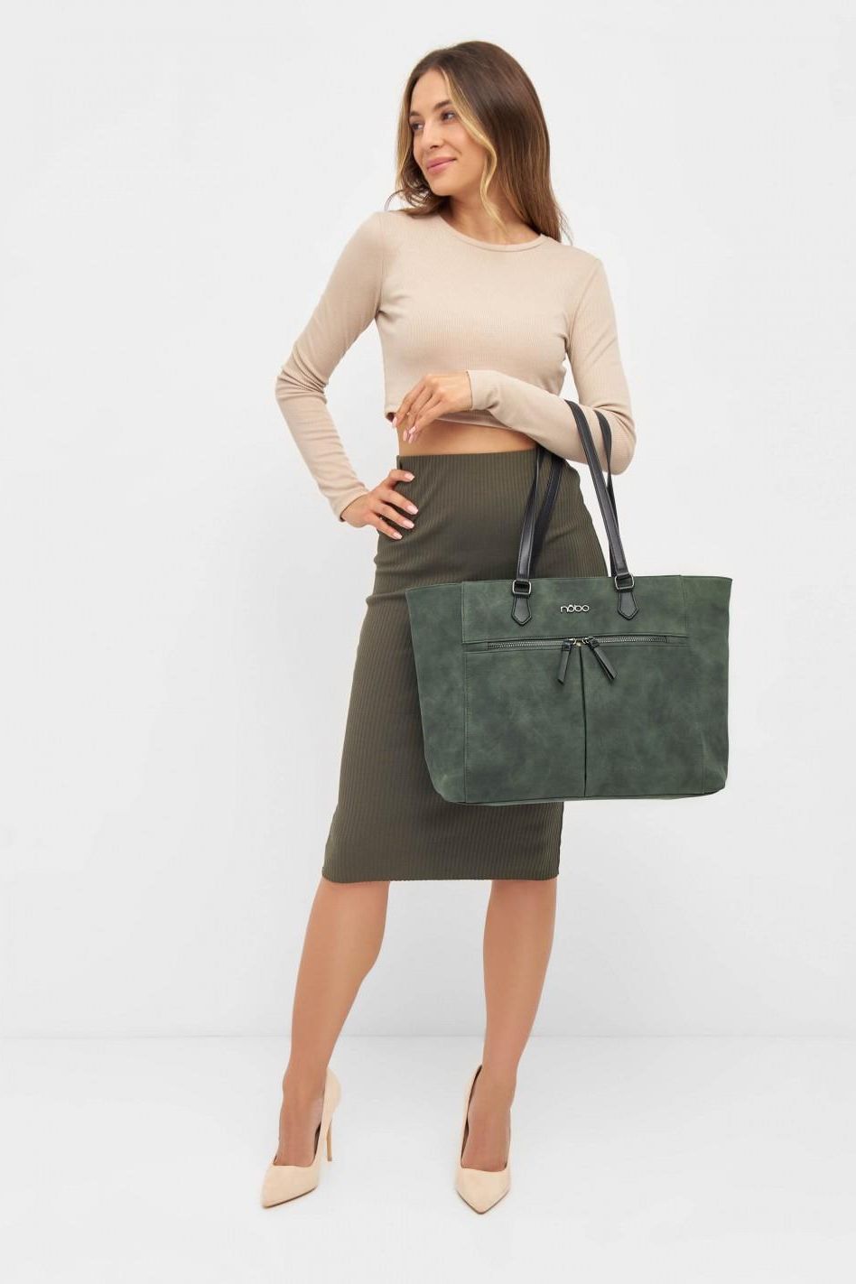 Maxi zielona shopperka Nobo ekoskóra nubuk - Ceny i opinie - Ceneo.pl