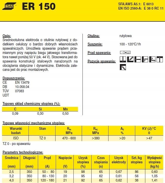 Esab Elektrody Rutylowe Er 150 Fi 2,5X350 5Kg Er15025 - Opinie i ceny ...