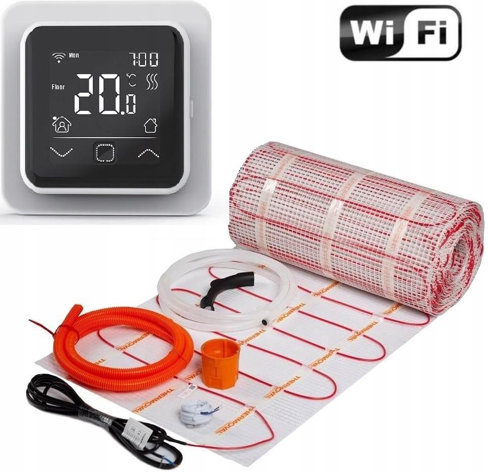 Ogrzewanie podłogowe Thermoval Mata Grzewcza Grzejna Zestaw 1,5M2+Tvt 40Cb Wifi ZMG170TT40015CB ...