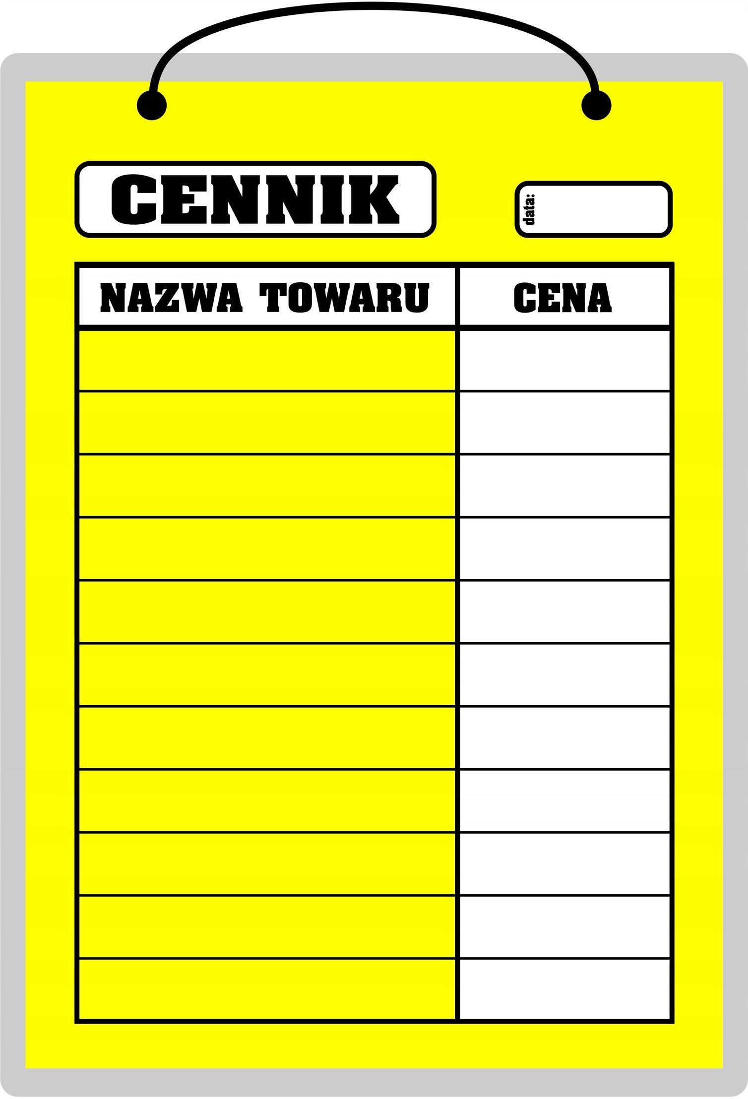 Tabliczka laminowana Cennik żółty A3 - Ceny i opinie - Ceneo.pl