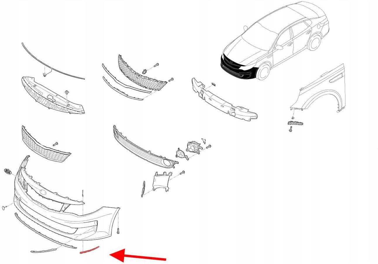 Listwa na zderzak KIA OPTIMA JF LISTWA ZDERZAKA LEWA 86563D5000 ...