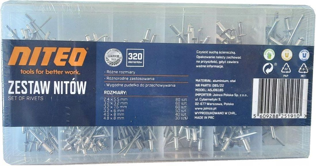 NITEO TOOLS ZESTAW NITÓW 320SZT. 5609288251910 - Opinie i ceny na Ceneo.pl