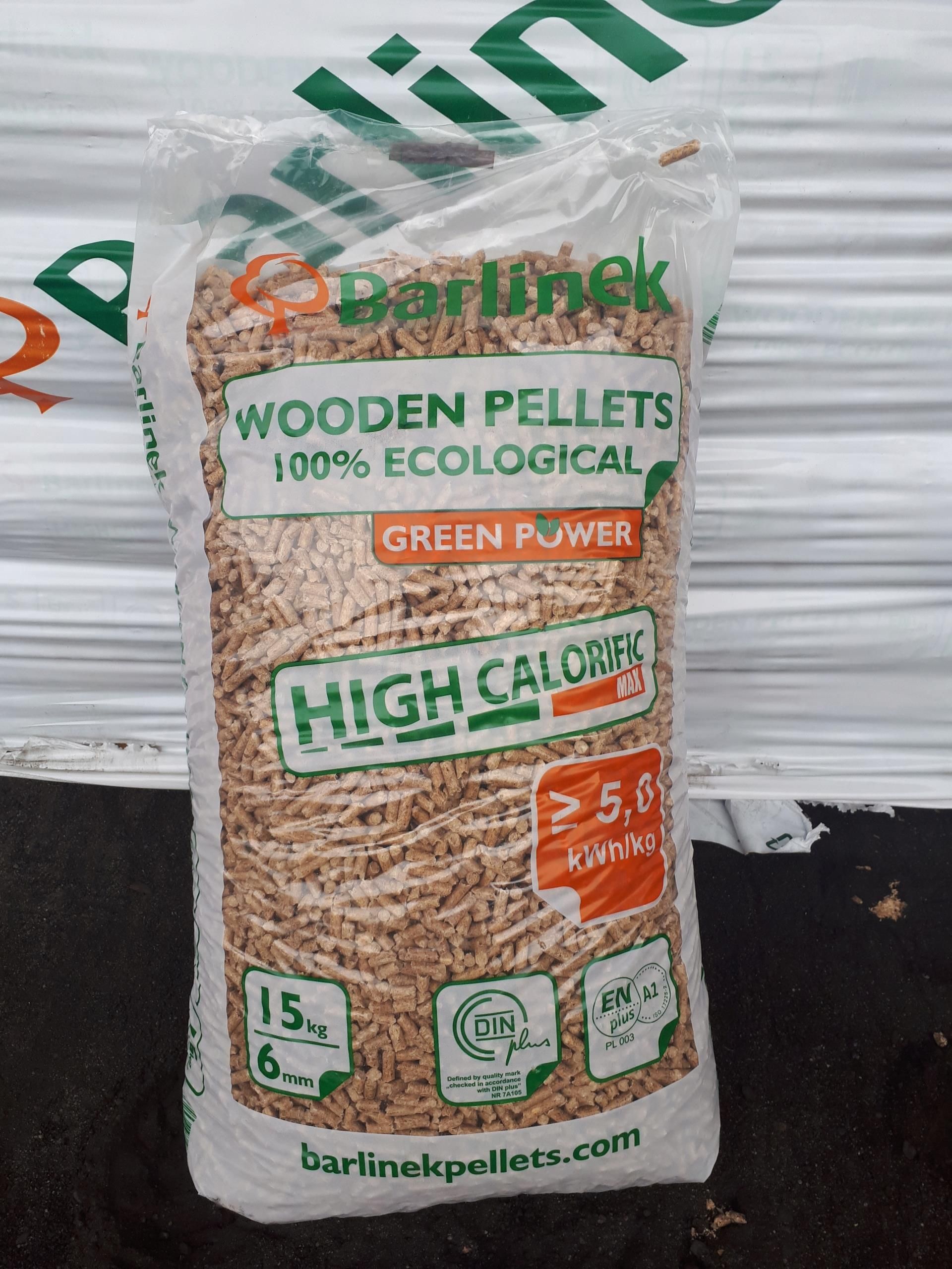 Materiały opałowe BARLINEK PELLET PELET WOREK 15KG CERTYFIKOWANY ...