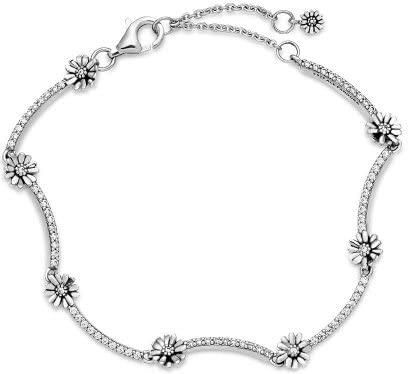 PANDORA BŁYSZCZĄCA BRANSOLETKA W KSZTAŁCIE STOKROTKI ZE SREBRA WYSOKIEJ PRÓBY, 16, METAL ...