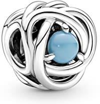 PANDORA GRUDZIEŃ KAMIEŃ URODZINOWY TURKUSOWO-NIEBIESKI WIECZNY CHARMS ZE SREBRA WYSOKIEJ PRÓBY Z ...