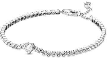 PANDORA DAMSKA BRANSOLETKA TENISOWA BŁYSZCZĄCE SERCE SREBRO 590041C01 ...