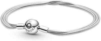 PANDORA DAMSKA BRANSOLETKA SREBRNA ŁAŃCUSZEK WIELOKĄTA 599338C00, 19CM ...