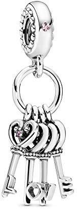 PANDORA DAMSKI KORALIK CHARMS ZE SREBRA WYSOKIEJ PRÓBY 925, KRYSZTAŁ, 797654NPMMX, JEDEN ROZMIAR ...