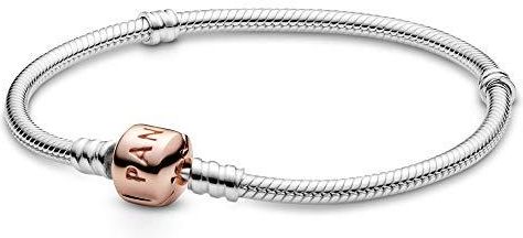 PANDORA BRANSOLETKA ZE SREBRA WYSOKIEJ PRÓBY I 14-KARATOWEGO RÓŻOWEGO ZŁOTA, 23 CM, METAL, BEZ ...