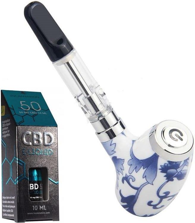 Real Cannabis Fajka Vape Pipe White/Blue E-Liquid Cbd 50mg - Ceny i ...