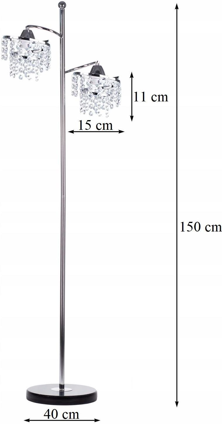 Lampa Tadex Lampa Stojąca Podłogowa Chrom Kryształy Nowoczesna ...