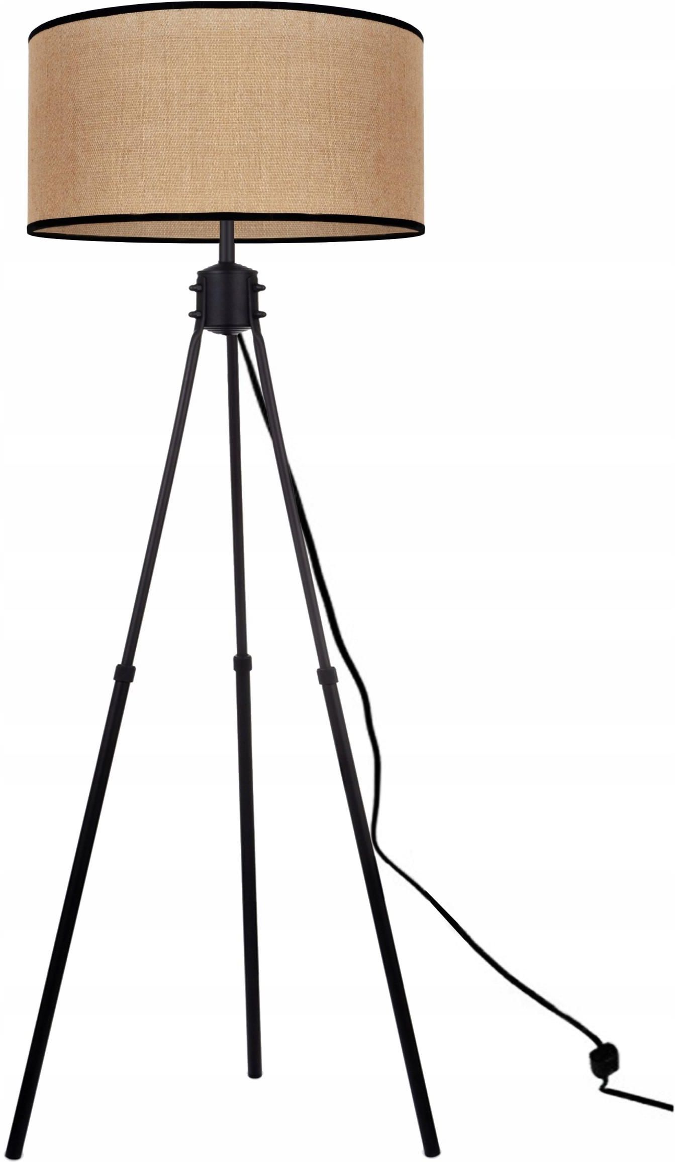 Lampa Tadex Lampa Stojąca Podłogowa Trójnóg Abażur Juta Boho ...