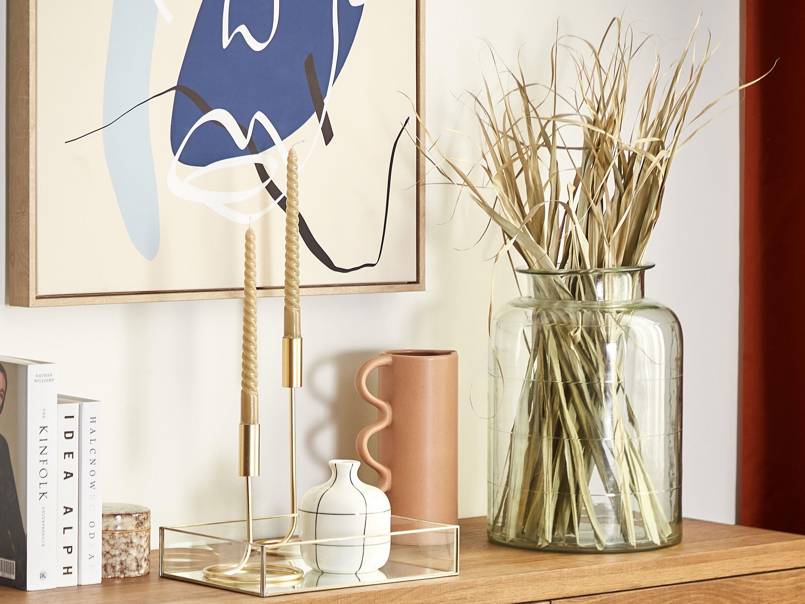 Beliani Wazon Na Kwiaty Szklany Walec 35Cm Ręcznie Wykonany Ozdobny ...