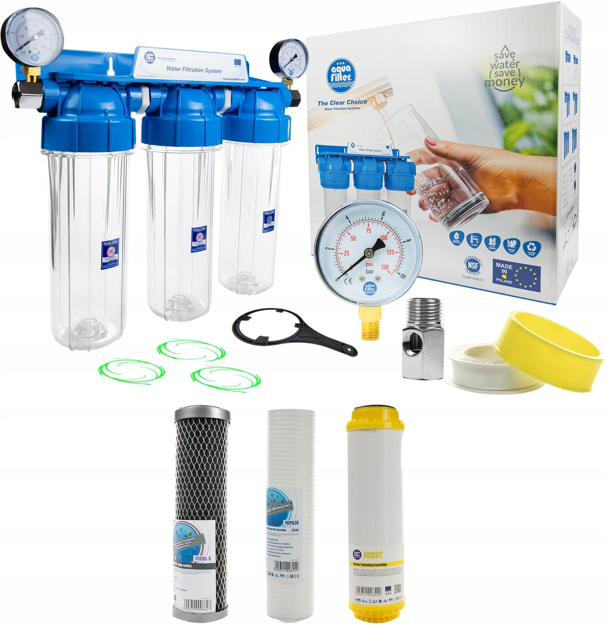 AQUAFILTER AQUAFILTER FILTR WODY ZMIĘKCZACZ 3/4 + MANOMETR ...