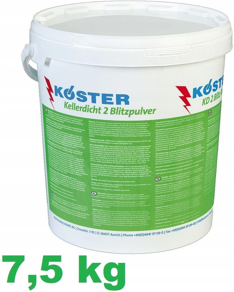 KÖSTER KOSTER BLITZPULVER CEMENT BŁYSKAWICZNY TAMOWANIE W512007 ...