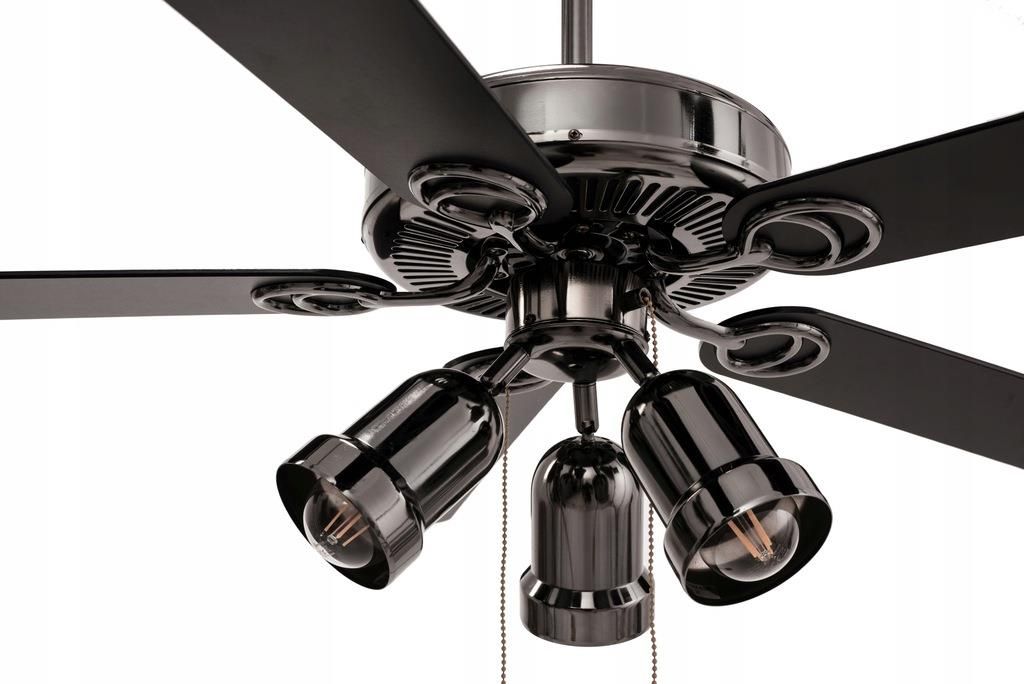 Toolight Lampa Wiatrak Żyrandol Wentylator Sufitowy Chrom (392190 ...