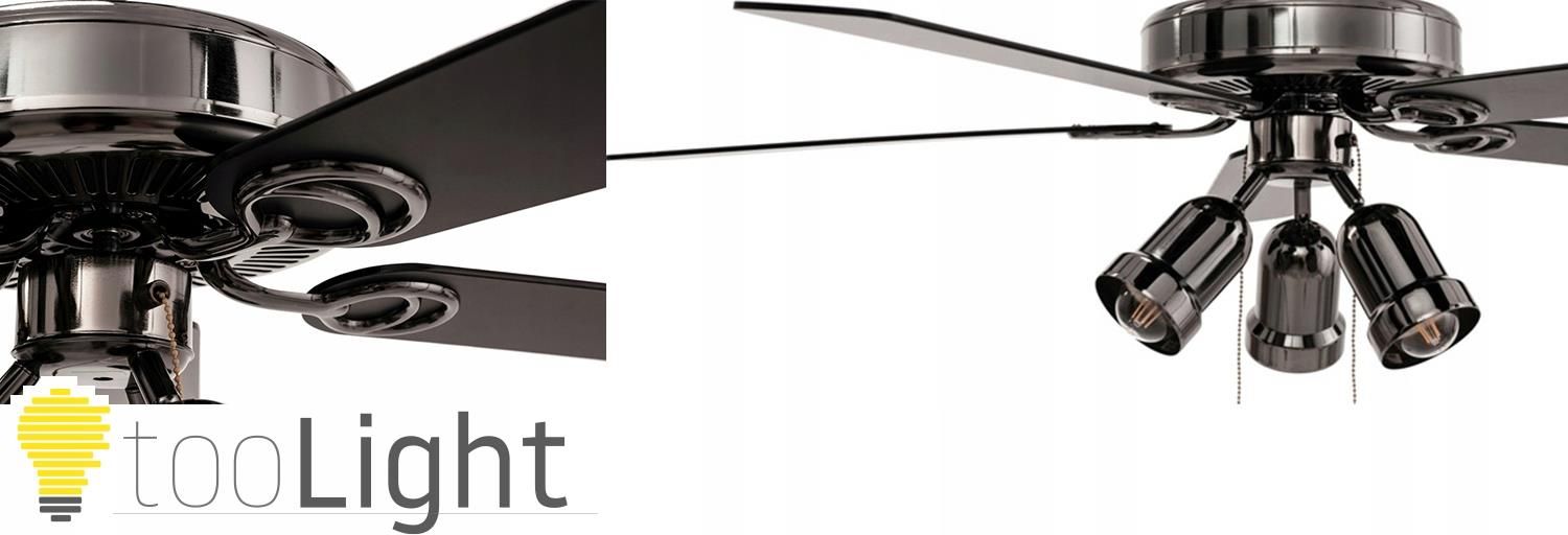 Toolight Lampa Wiatrak Żyrandol Wentylator Sufitowy Chrom (392190 ...
