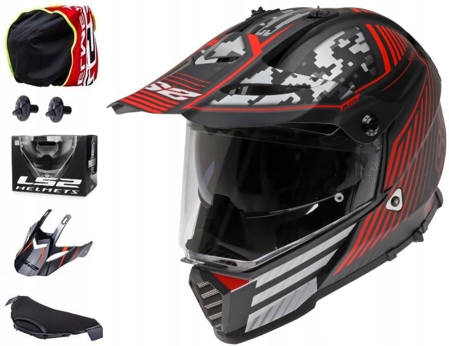 Kask motocyklowy Ls2 Enduro Mx436 Pioneer Evo Saturn Matt Czerwony ...
