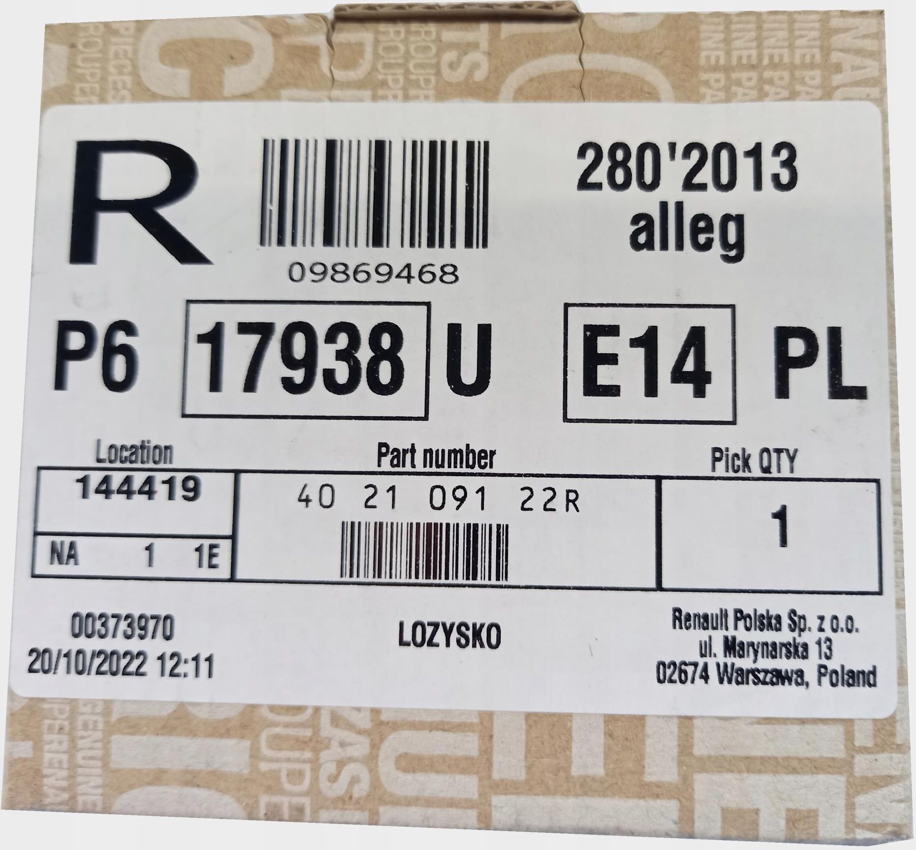 Renault Oe Łożysko Dacia Sandero Iii Logan Iiioe 402109122R - Opinie i ...