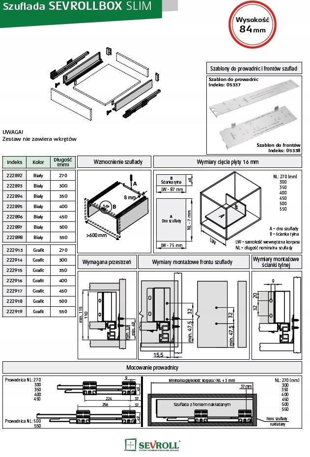 SEVROLL SZUFLADA BOX SLIM H= 84MM BIAŁY-350MM 222894 - Ceny i opinie ...