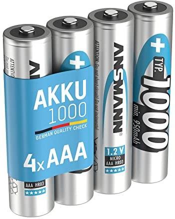 ANSMANN MICRO AAA TIPO 1000MAH BATTERIA RICARICABILE AD ALTA CAPACITA ...