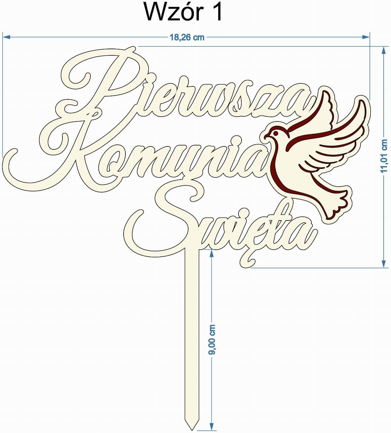 Mega Prezencik Topper Komunijny Na Tort Ze Sklejki - Twój Napis - Ceny ...