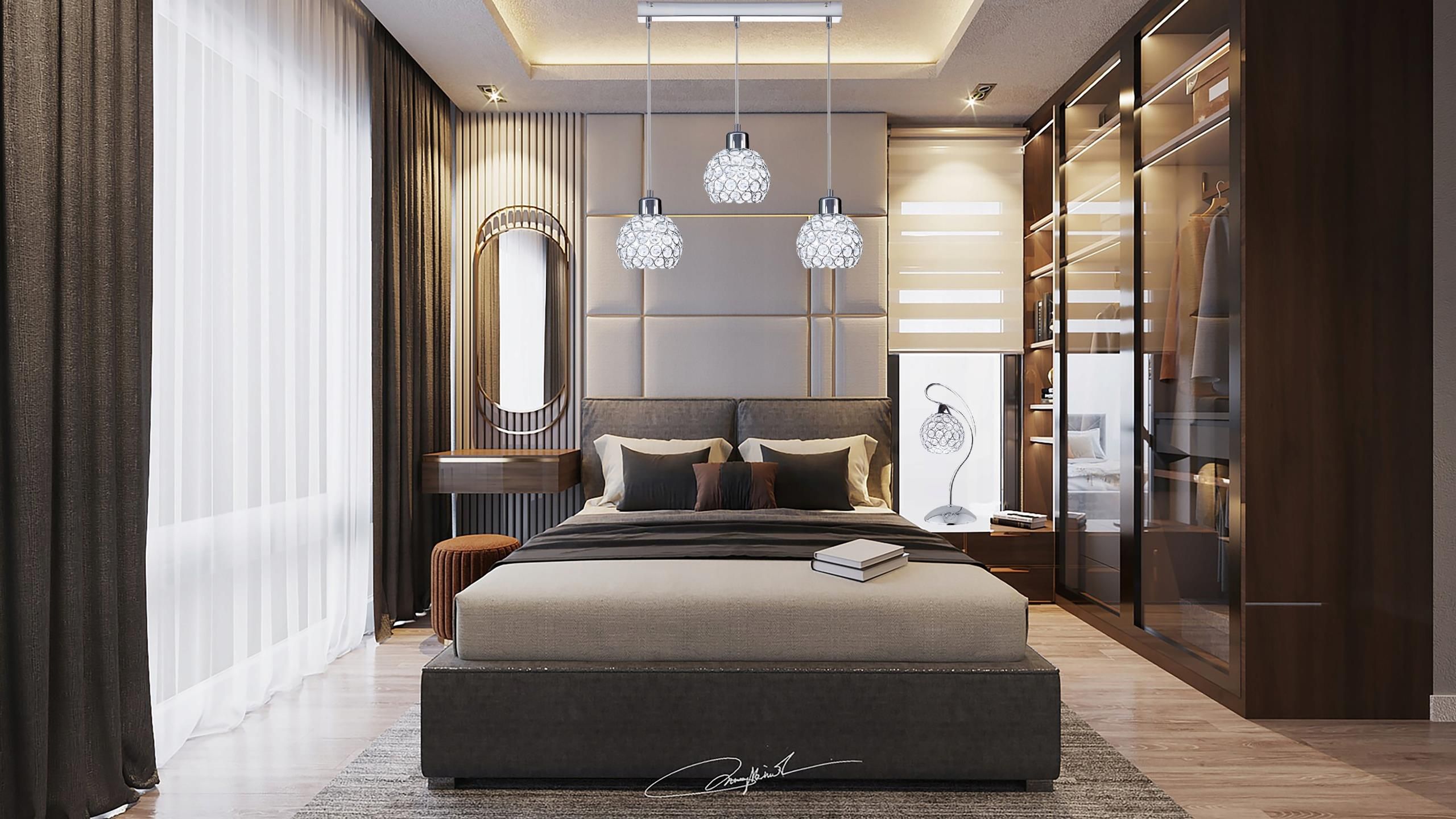 Lampa Tadex Lampka Nocna Stołowa Kryształowa Chromowa Led (Ln0305 ...