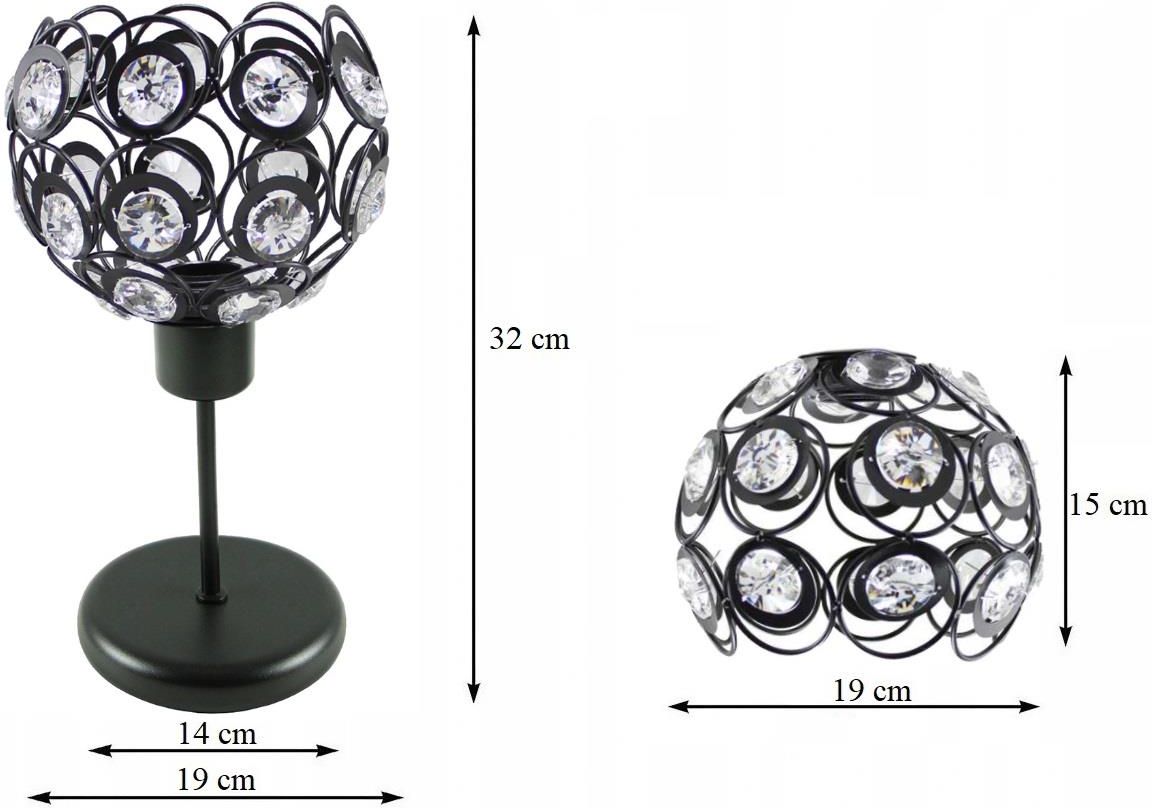 Lampa Tadex Lampka Nocna Stołowa Czarna Kryształowa E27 Led (Ln0034 ...