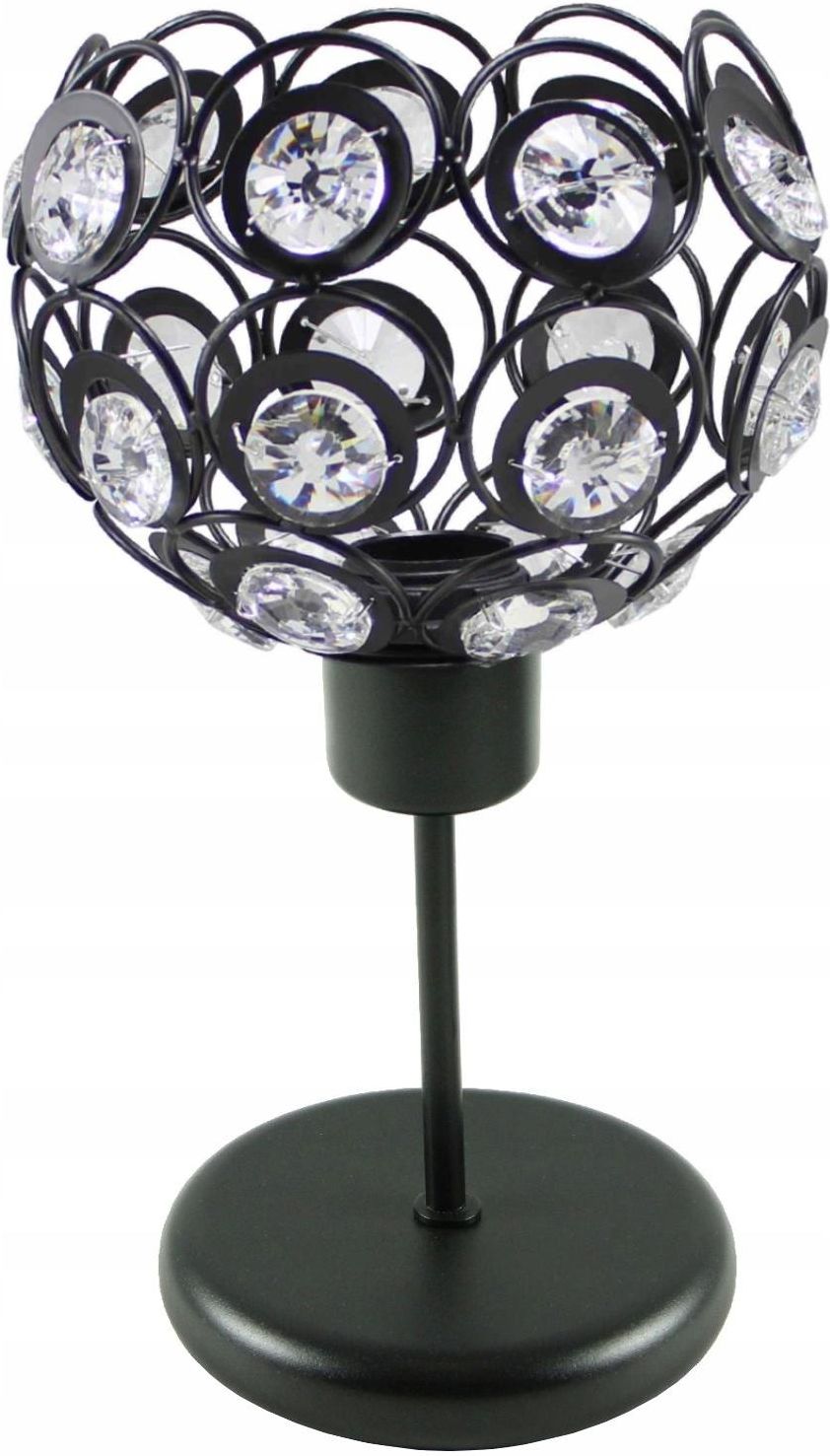 Lampa Tadex Lampka Nocna Stołowa Czarna Kryształowa E27 Led (Ln0034 ...