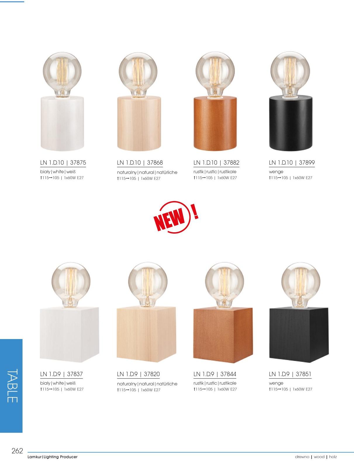 Lampa Lamkur 1 Drewniana Lampka Nocna Aron Kostka Bielony Buk ...