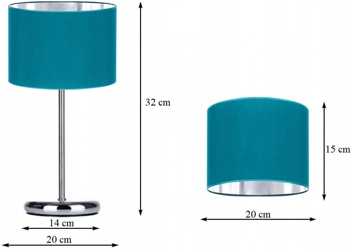 Lampa Tadex Lampka Nocna Stołowa Chrom Abażur Turkusowy Led (Ln0201 ...