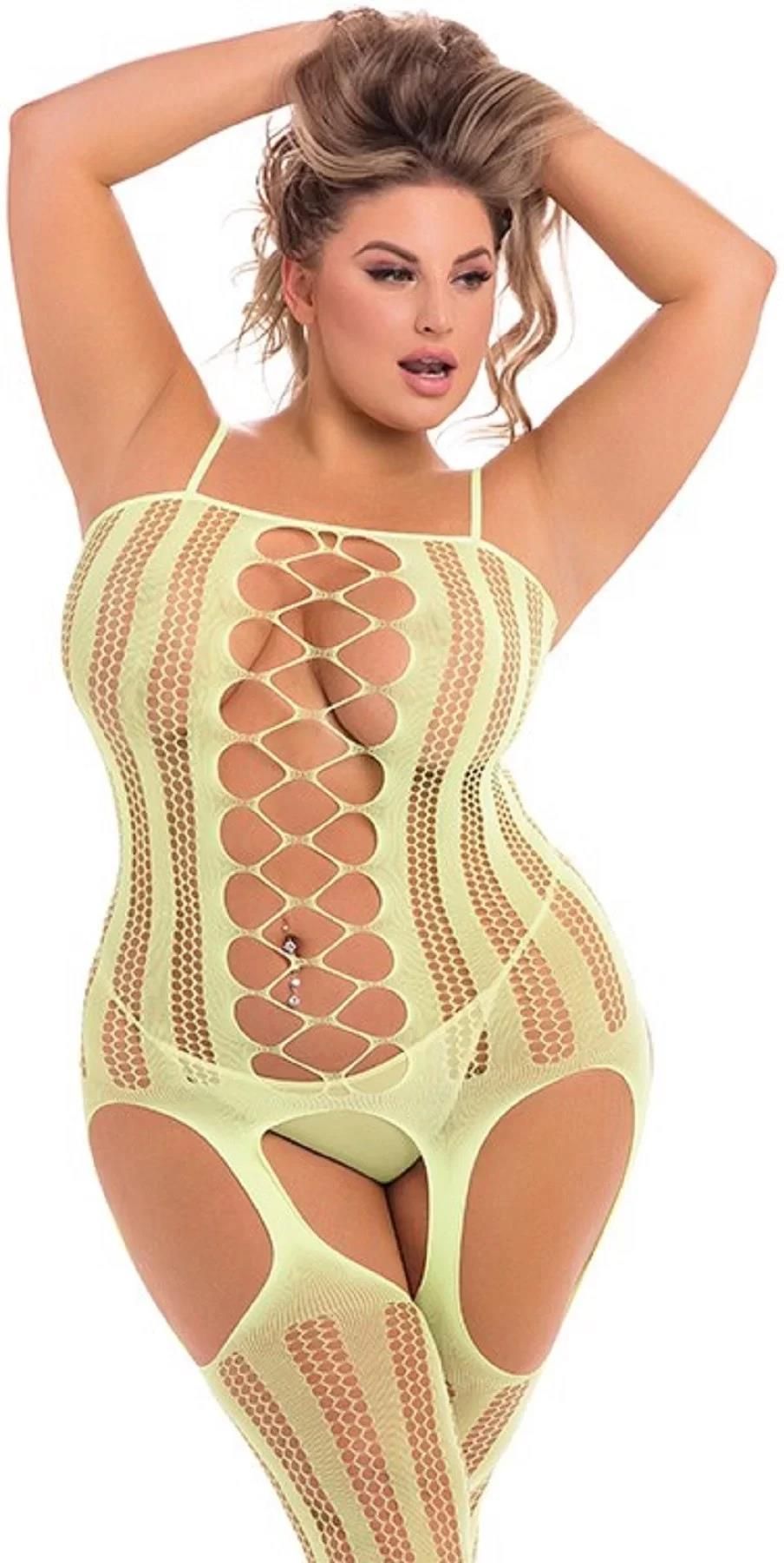 Bodystocking Plus Size, Kolor: Żółty, Rozmiar: Xl/3xl - Ceneo.pl