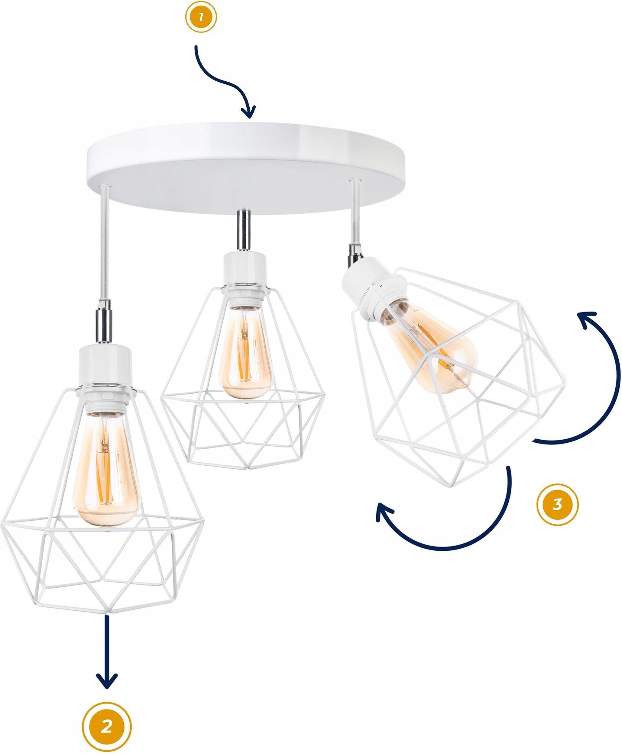 Inect Lampa Sufit Plafon Żyrandol Ruchomy Wysoki Brylant (100365 ...