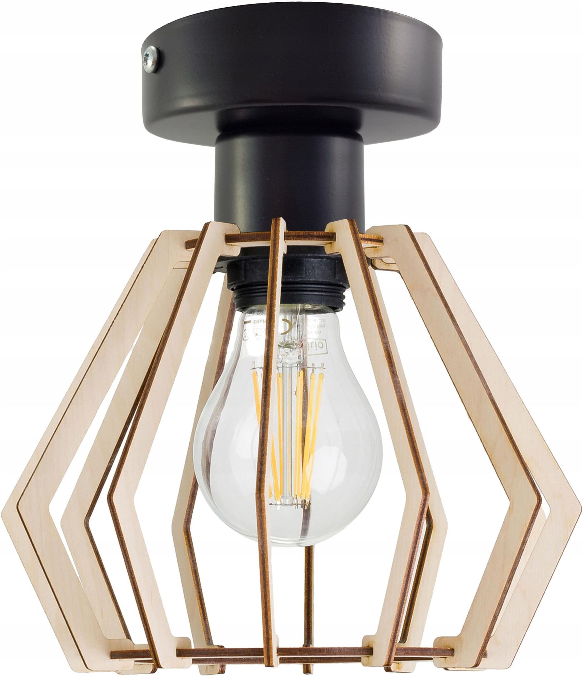 Led-One Lampa Stała Sufitowa Plafon Loft Klosz Drewno 1 ...