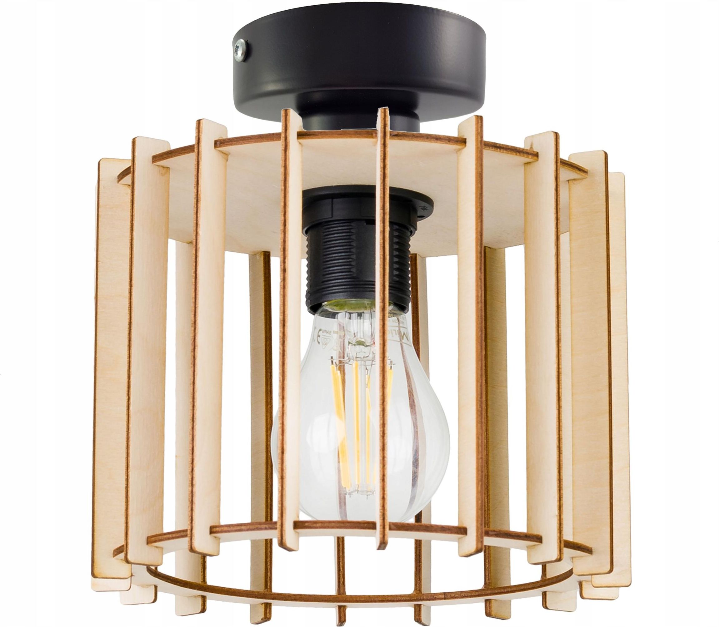 Led-One Lampa Stała Sufitowa Plafon Loft Klosz Drewno 1 ...