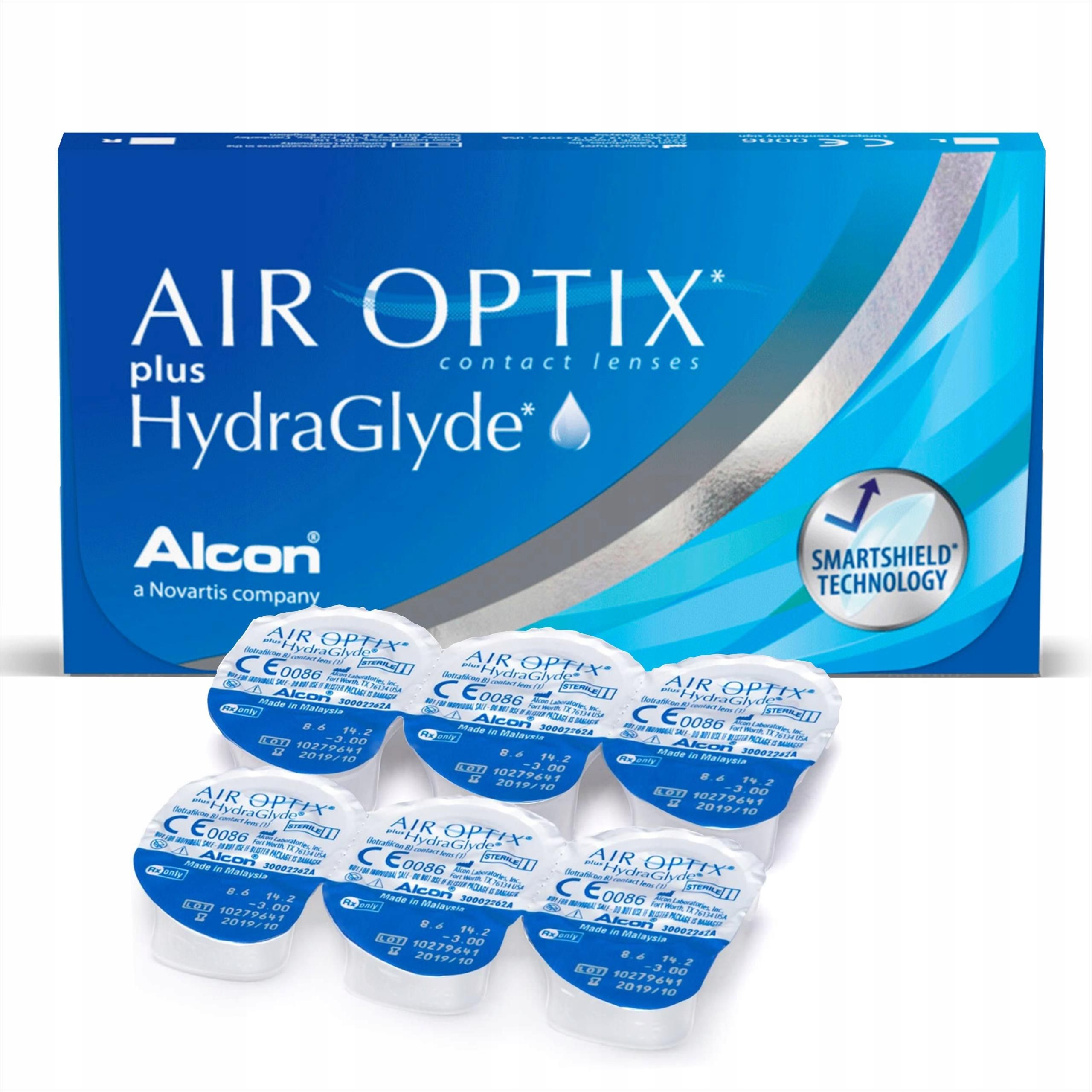 Soczewki ALCON AIR OPTIX PLUS HYDRAGLYDE 6SZT MIESIĘCZNE MOC -4,0 ...