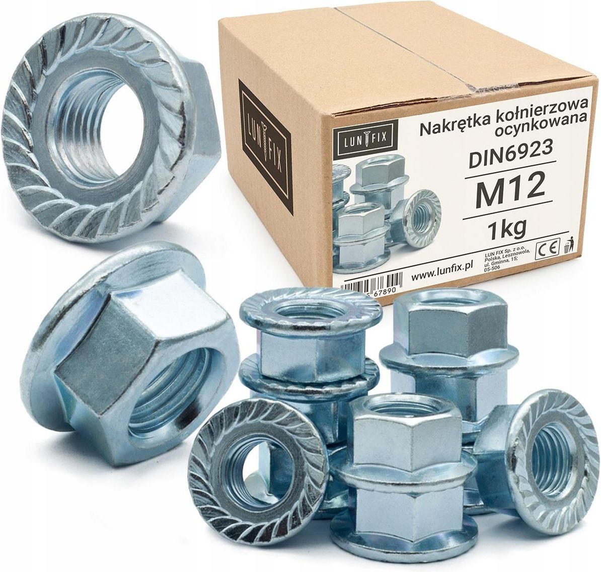 LUNFIX LUNFIX NAKRĘTKI KOŁNIERZOWE DIN6923 M12 OCYNK 1KG OK50SZT. N00006 - Opinie i ceny na Ceneo.pl