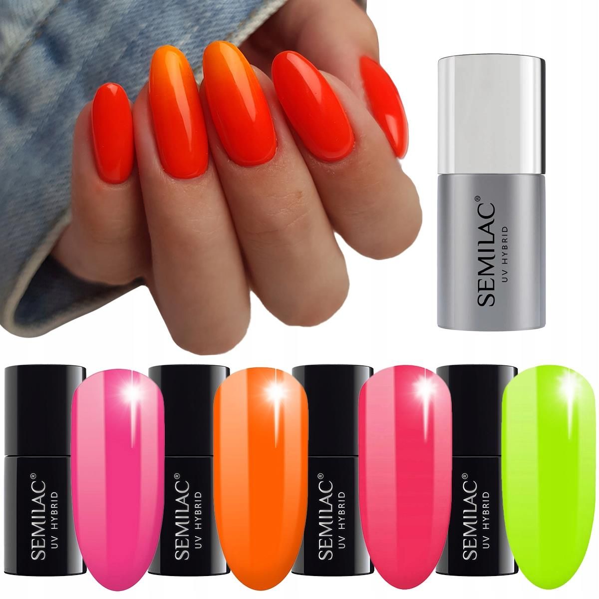 SEMILAC SEMILAC 4X LAKIER HYBRYDOWY NEON + BAZA TOP 2W1 5904824209814 ...