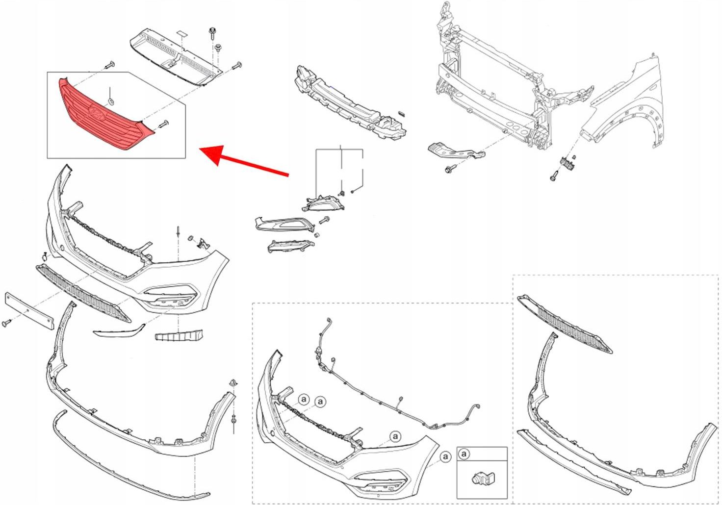 INNY ATRAPA CHŁODNICY GRILL HYUNDAI TUCSON III TL 2015+ 86350-D7000 ...