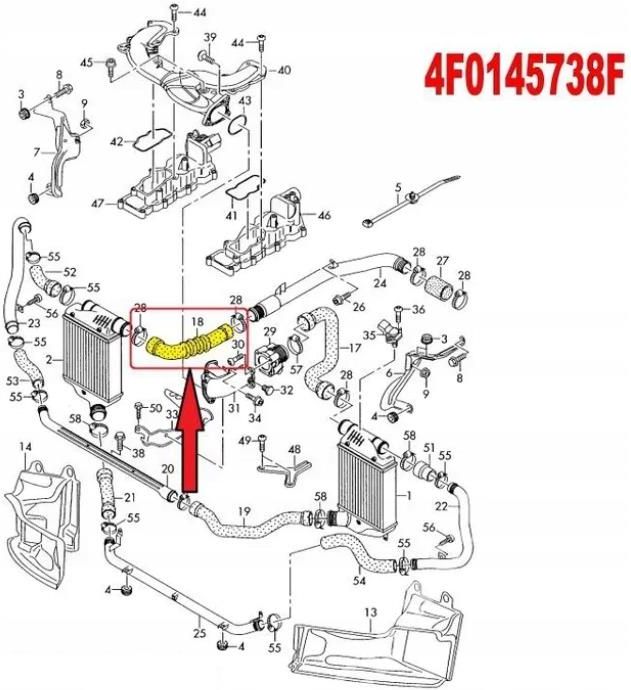 INNY WĄŻ RURA TURBO INTERCOOLERA AUDI A6 C6 2.7TDI 4F0145738F, 4F0 145 ...