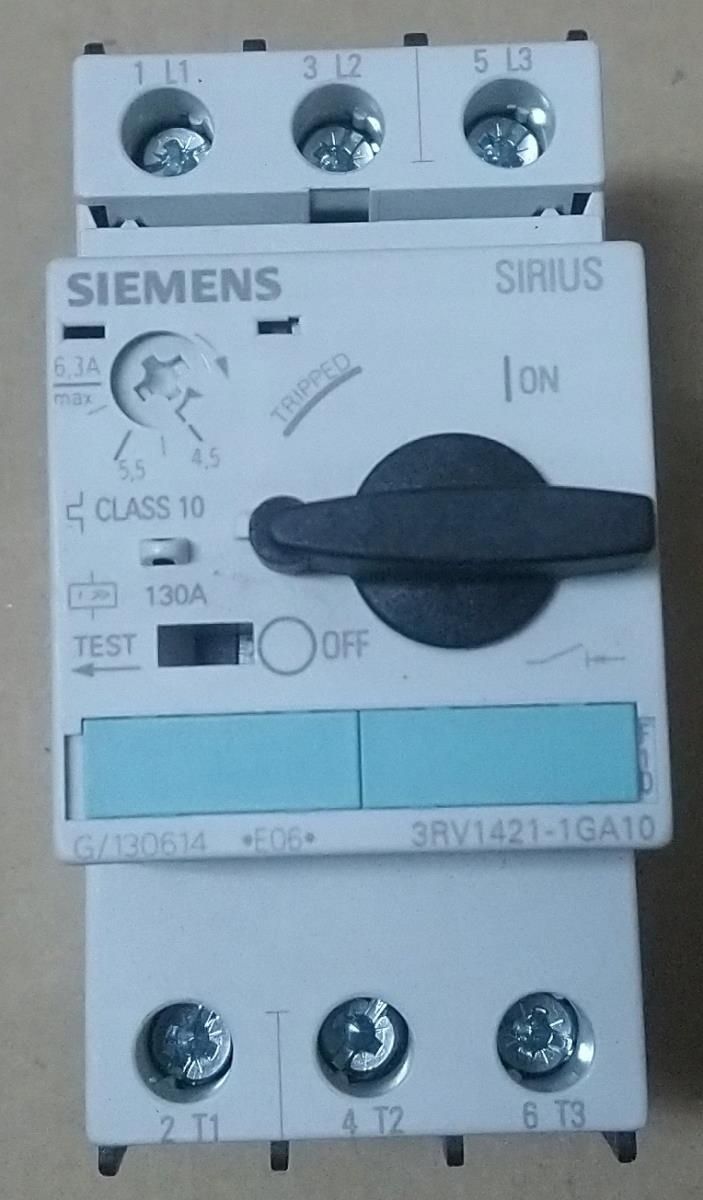 Bezpiecznik WYŁĄCZNIK SILNIKOWY SIEMENS 3RV1421-1GA10 4,5-6,3A ...