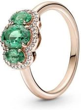 PANDORA PIERŚCIONEK DAMSKI DREI KAMIENIE VINTAGE RÓŻOWY/ZIELONY ...