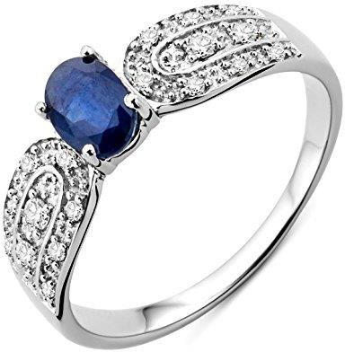 MIORE 9-KARATOWE BIAŁE ZŁOTO NIEBIESKI SZAFIR I BRYLANT PIERŚCIONEK ...