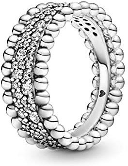 PANDORA PIERŚCIONEK DAMSKI BEADED PAVÉ BAND 198676C01, SREBRNY - Ceny i opinie - Ceneo.pl