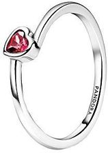 PANDORA PEOPLE CZERWONE POCHYLONE SERCE PIERŚCIONEK SOLITAIRE ZE SREBRA WYSOKIEJ PRÓBY Z ...