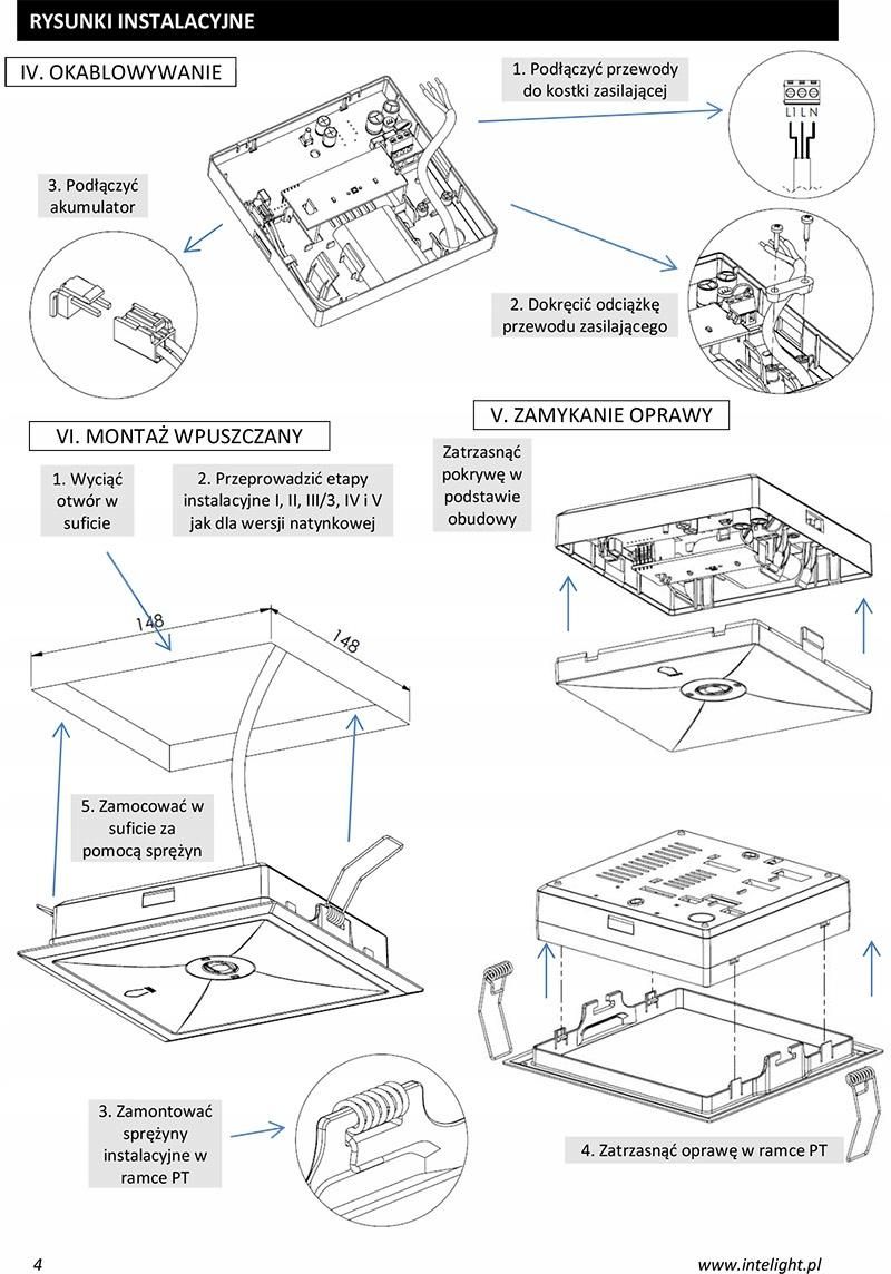 Intelight Oprawa Oświetlenia Awaryjnego Starlet Quad + Ramka (INTELIGHT92993+92820) - Opinie i ...