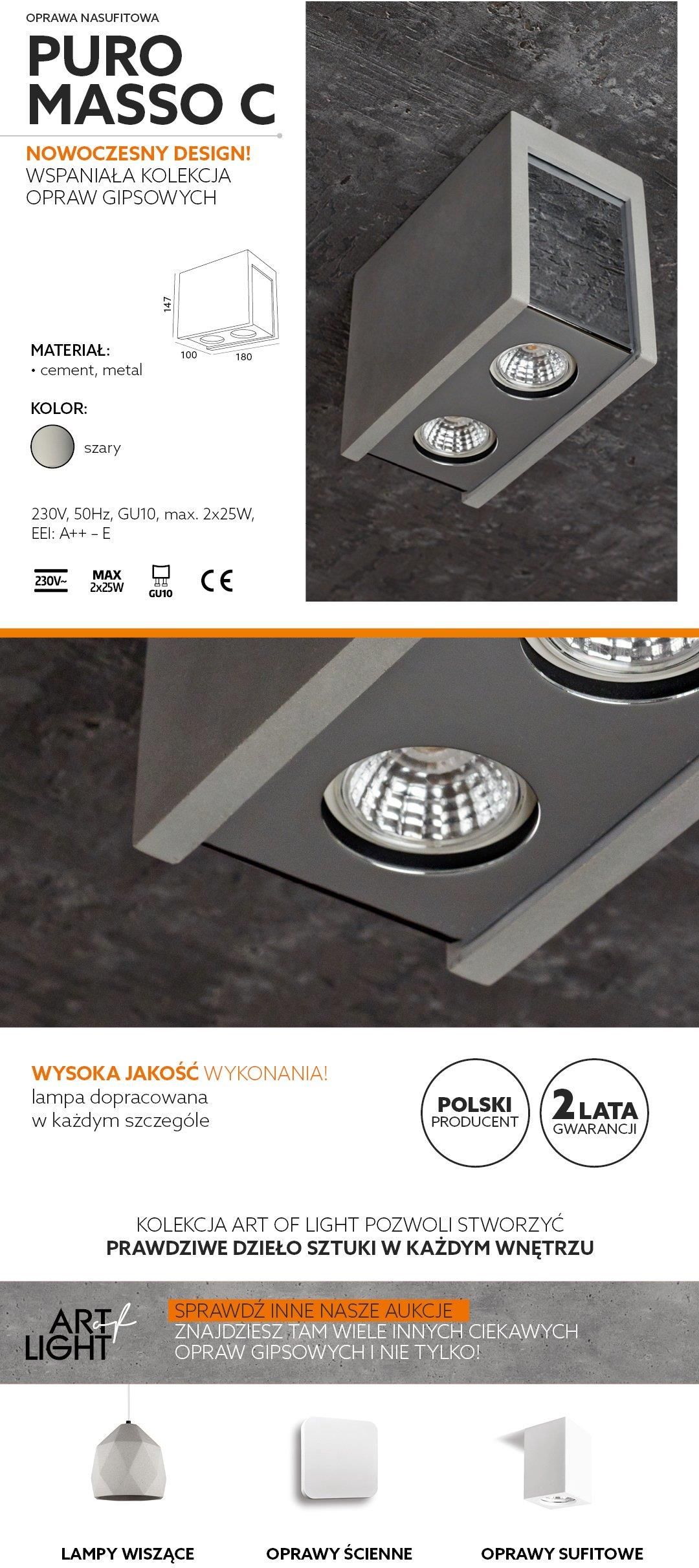 Kobi Light Podwójna Oprawa Sufitowa Puro Lampa Natynkowa (KOBIKRPMC ...