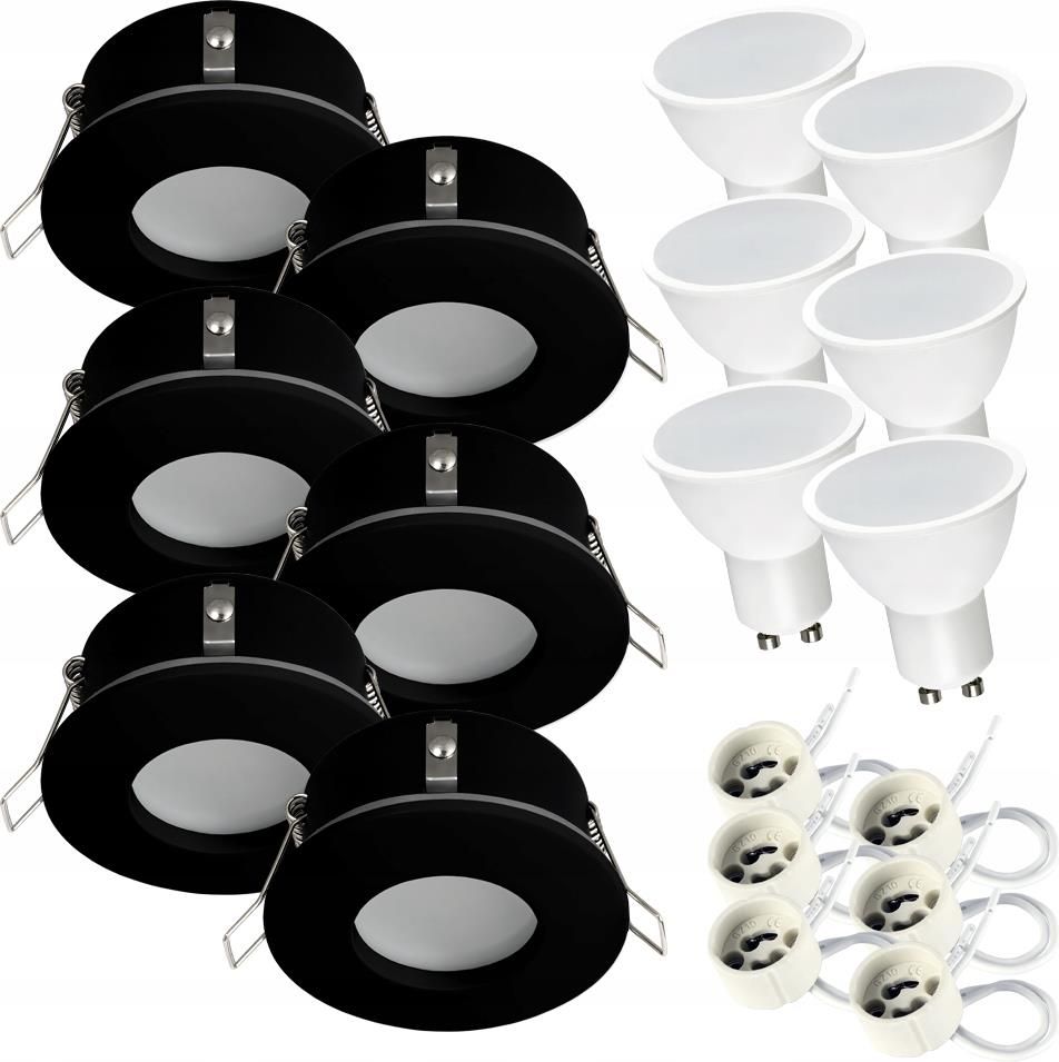 Kwazar Luminaire 6 x Oprawa wpuszczana halogen IP44 + Led GU10 7W ...