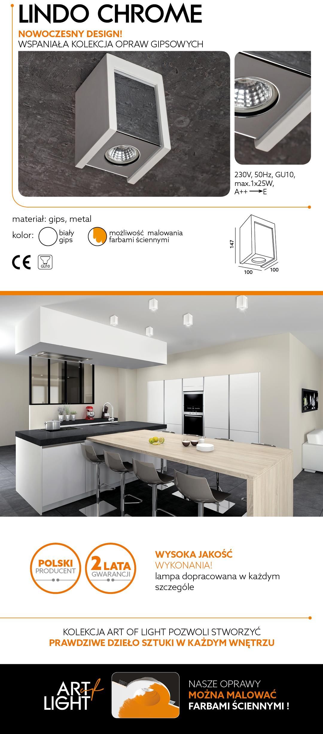 Kobi Light Oprawa Sufitowa Lindo Spot Lampa Natynkowa Gipsowa (KOBIKRLC ...