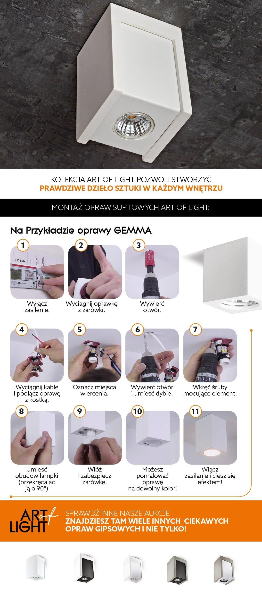 Kobi Light Oprawa Sufitowa Lindo Spot Lampa Natynkowa Gipsowa (KOBIKRLO ...